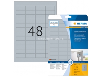 Etikete 45,7x21,2 A4/48 1/25 aluminium look Herma