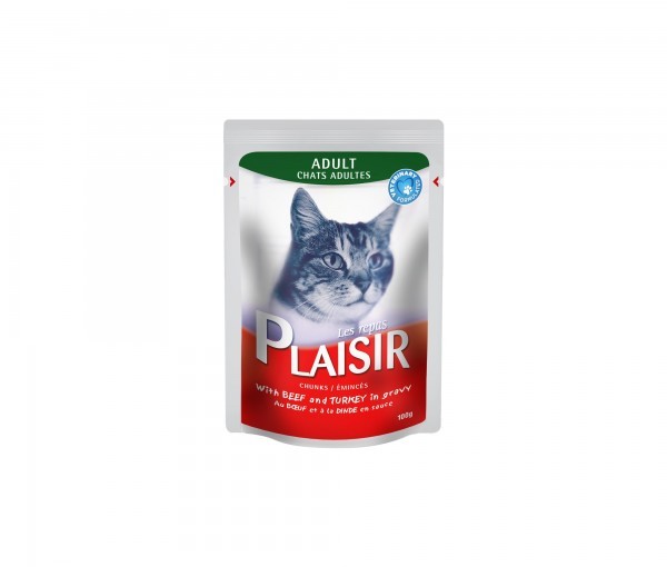 Plaisir Cat Adult preliv govedina i ćuretina 100g