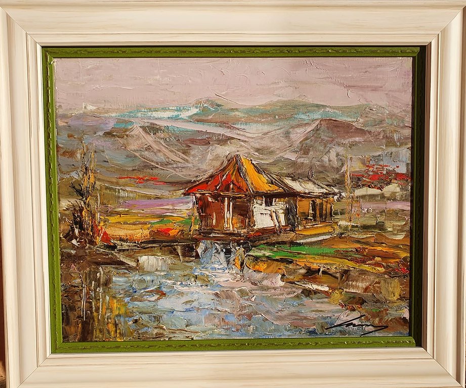 Vodenica, ulje na platnu, Ivan Vanja Milanovic, sa 64×54 cm, bez 50×40 cm, sertifikat, 120 evra