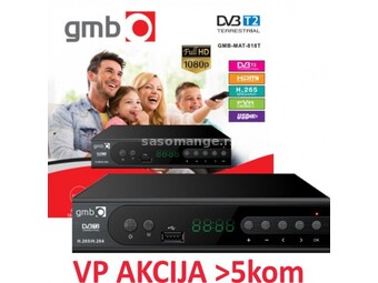 GMB-MAT-818T **DVB-T2 SET TOP BOX USB/HDMI/Scart/RF-out, PVR,Full HD, H265, hdmi-kabl,(1434)