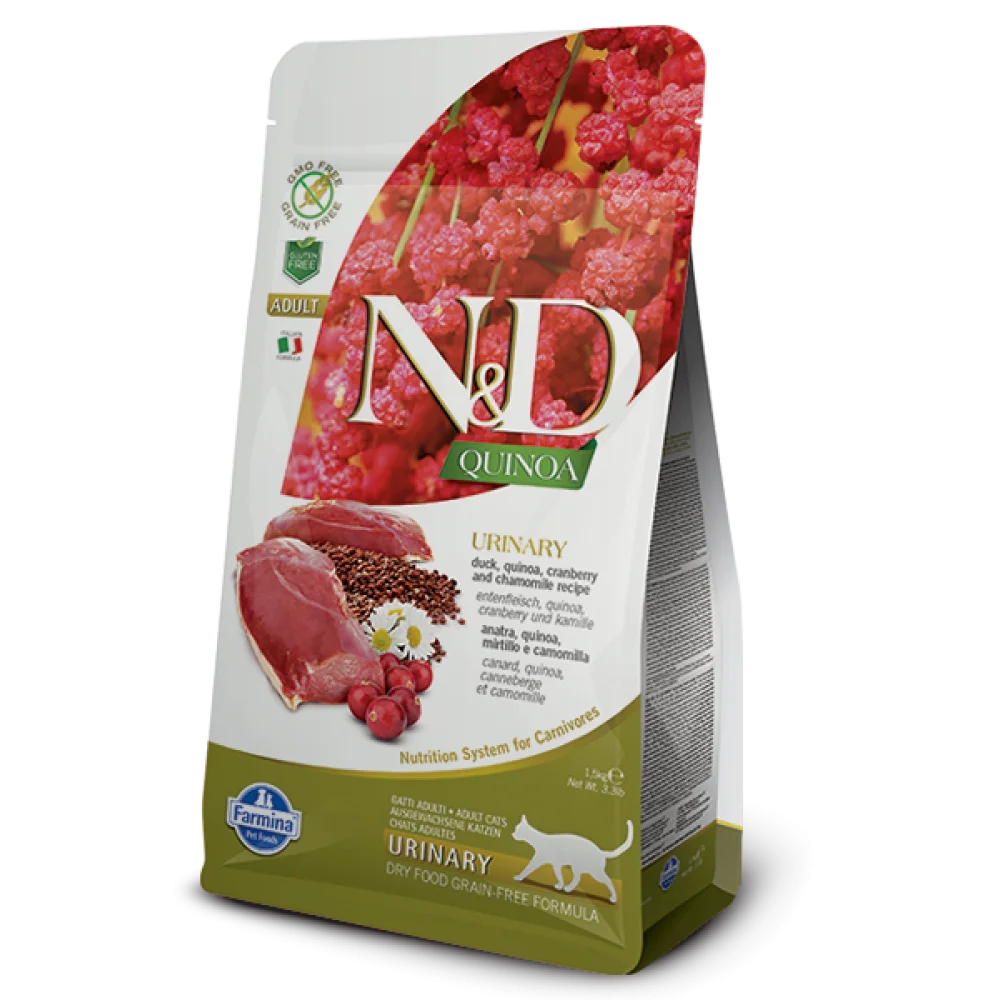 N&D Quinoa hrana za mačke - Urinary Duck Cranberry & Chamomille 1.5kg