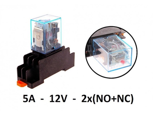 Rele - 5A - 12V - 2x(NO+NC) MY2 + podnozje