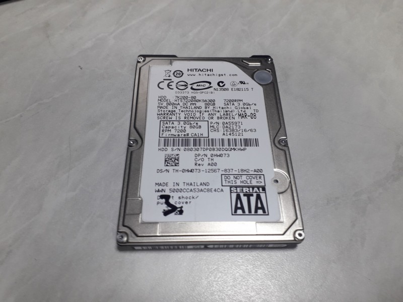 hard disk 2,5 80gb sataII ispravan hitachi