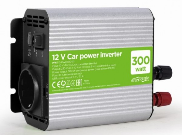 EG-PWC300-01 Gembird 12V Auto inverter DC/AC 300W+USB port