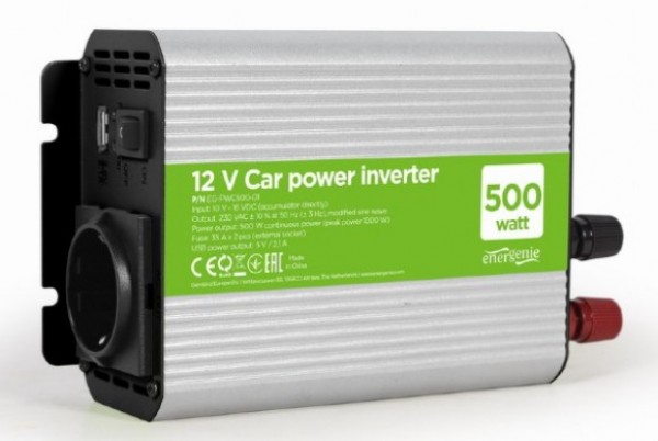 EG-PWC500-01 Gembird 12V Auto inverter DC/AC 500W+USB port