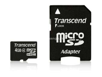 MICRO SD 4GB TRANSCEND + SD adapter TS4GUSDHC4