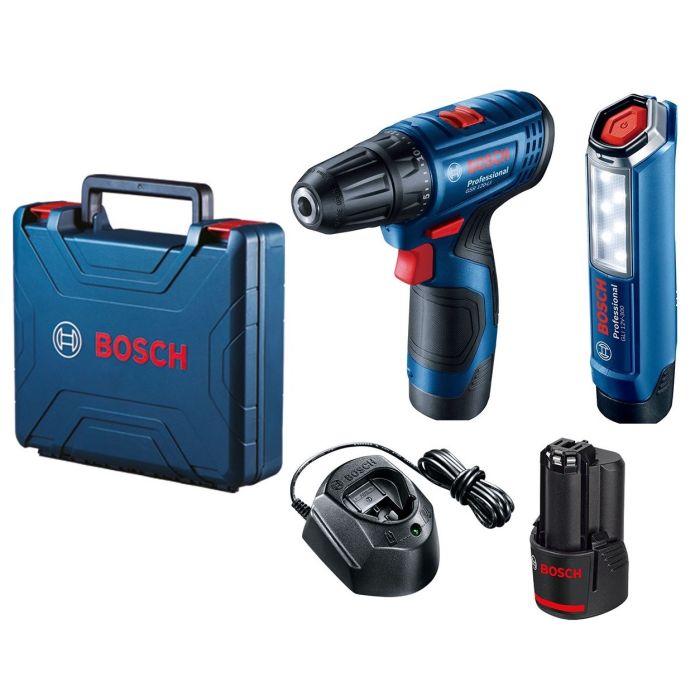 Bosch Professional GSR 120 Li aku bušilica odvrtač + GLI 12V-300 Li lampa