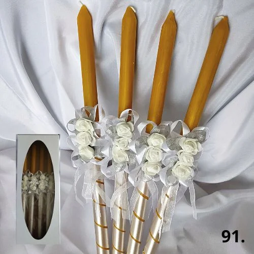Sveće za venčanje u crkvi – srebrno bele br.91
