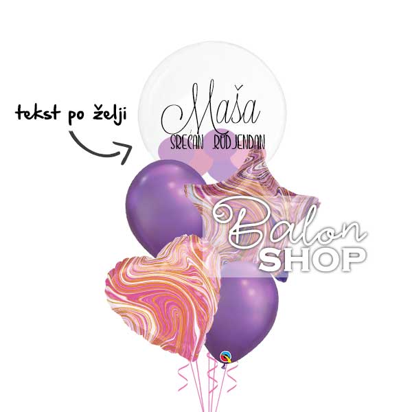 Personalizovan roze-ljubičasti baloni za rodjendan