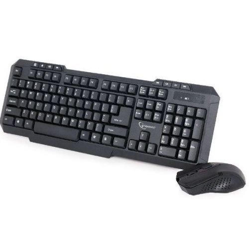 Gembird Bežični desktop set, 2.4 GHz wireless US tastatura i miš, USB, Crna - KBS-WM-02