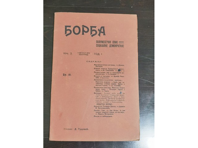CASOPIS BORBA - 1910 BR.15
