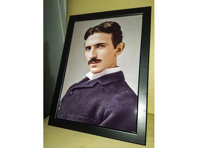 Nikola Tesla u koloru,uramljena fotografija A4