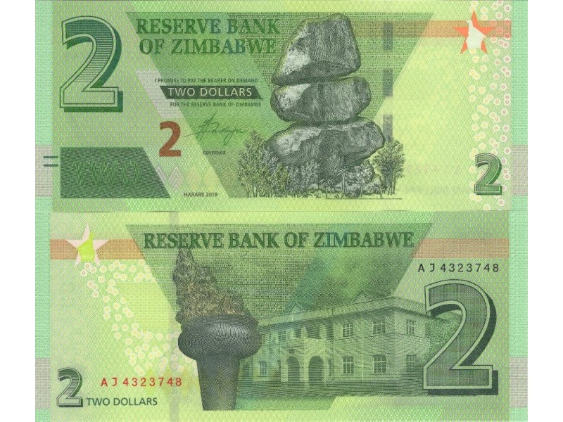 ZIMBABWE 2 Dollars 2019 UNC