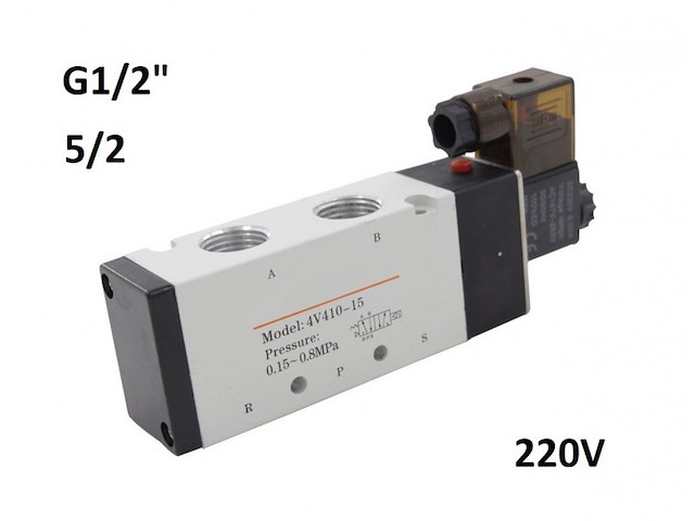 Pneumatski razvodnik elektromagnetni 5/2 G1/2″ 220VAC