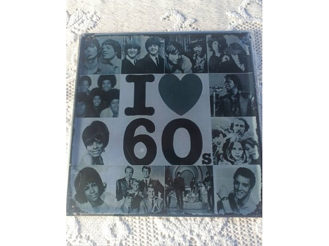 Retro tabla- I love 60s music 29 x 29 cm-Retko!