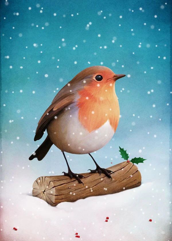Decije ilustracije ptica na snegu