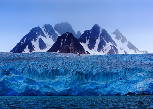Svalbard blue glacier ice