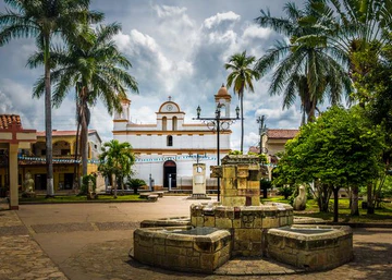 Honduras Main square of Copan Ruinas City