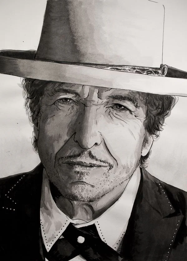 Bob Dylan crtez crno beli