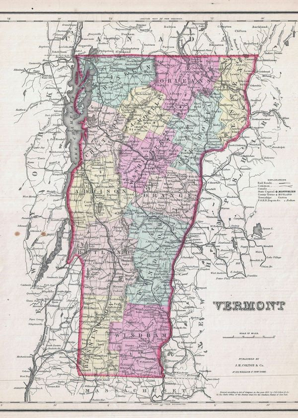 Mape Vermont istorijska mapa