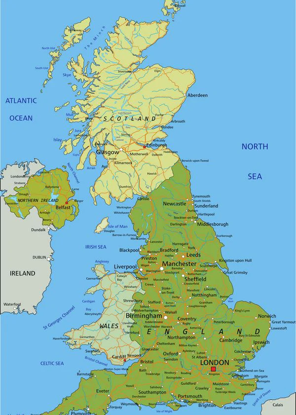 Mape Ujedinjeno Kraljevstvo zelene boje