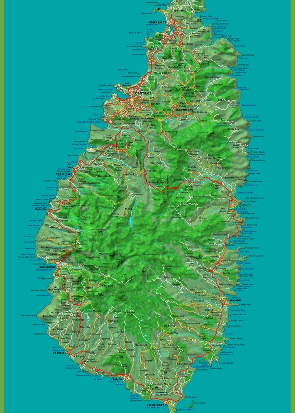 Mape Sent Lucija topografska mapa