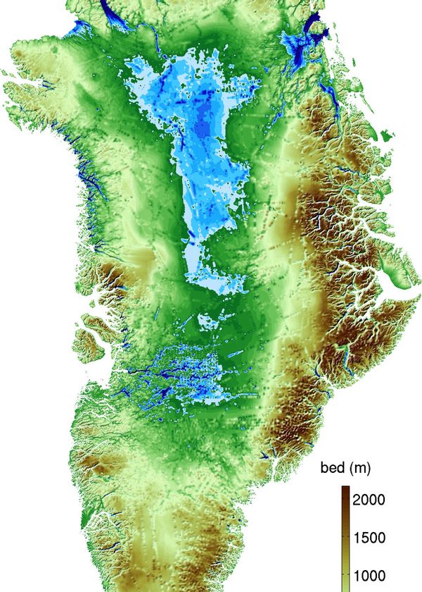 Mape Grenland reljefni prikaz