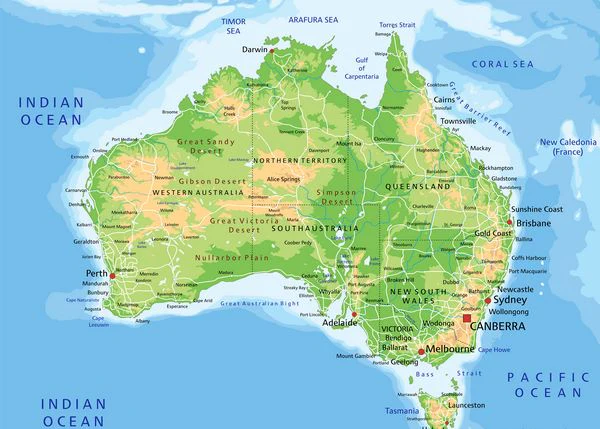 Mape Australija okean