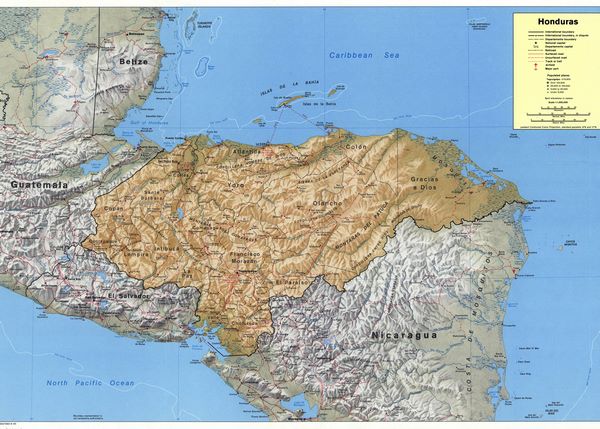 Mape Honduras politicka i administrativna