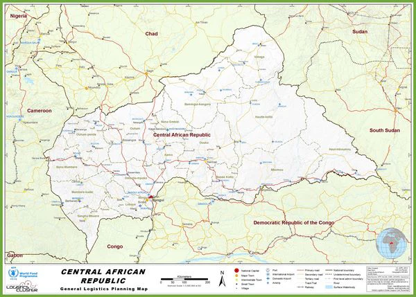 Mapa Afrike zuta