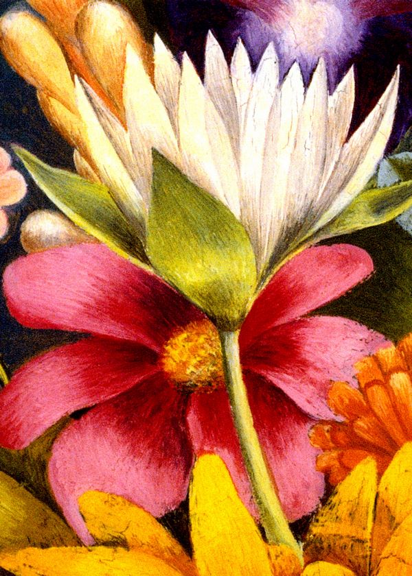 Frida Kahlo Basket of Flowers white Fleur Detail
