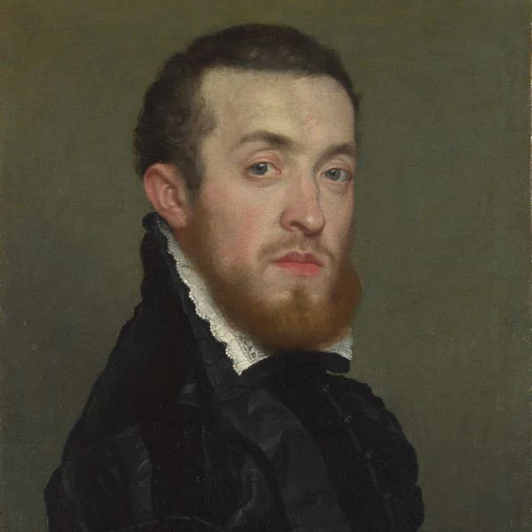 Giovanni Battista Moroni, Bust Portrait of a Young Man with an Inscription