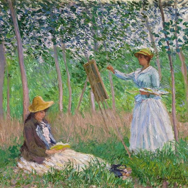 Claude Monet, In The Woods At Giverny, Blanche Hoschede At Her Easel With Suzanne Hoschede Reading, 1887