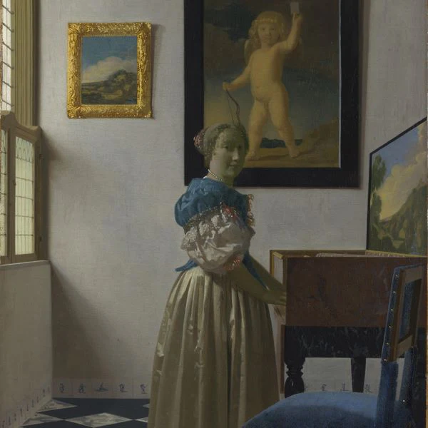 Johannes Vermeer, A Young Woman standing at a Virginal