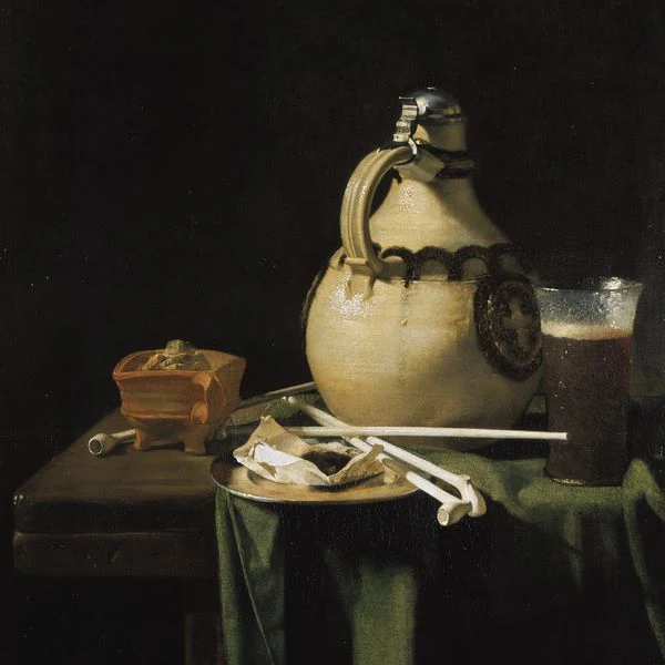 Anraadt, Pieter van, Still life with a clay jug and a pipe