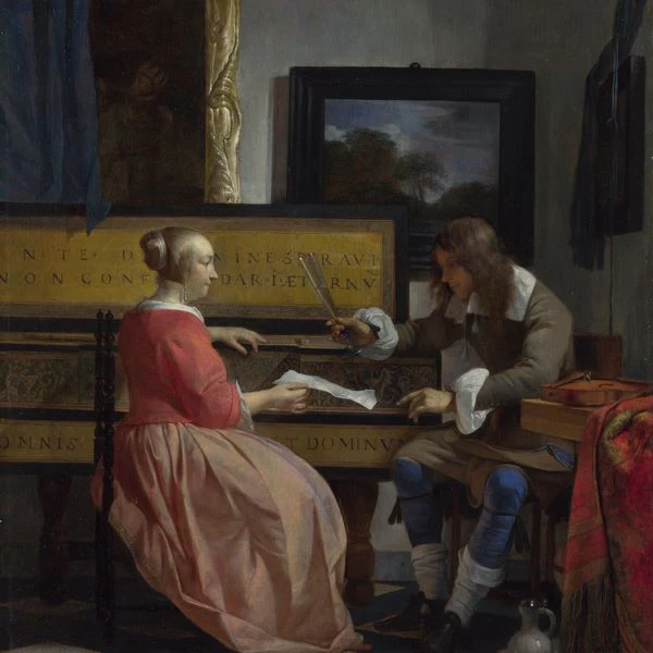 Gabriel Metsu, A Man and a Woman seated by a Virginal