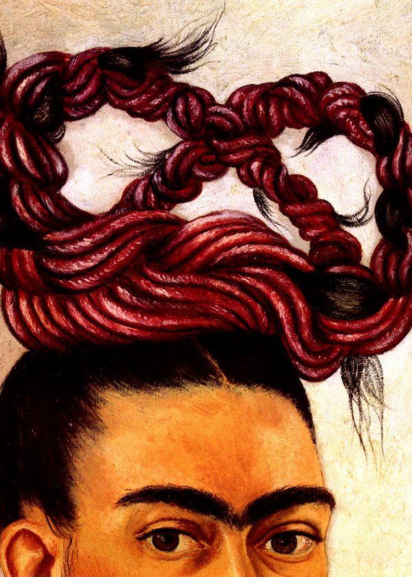 Frida Kahlo Self portrait with the plait Detail the plait