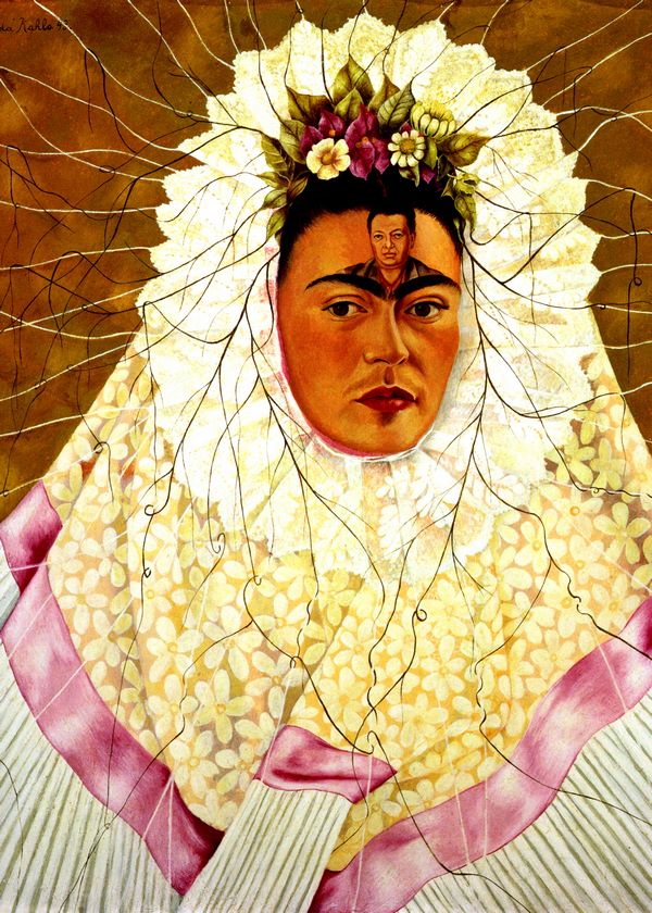 Frida Kahlo Self portrait in Tehuana or Diego in thought Huile sur masonite