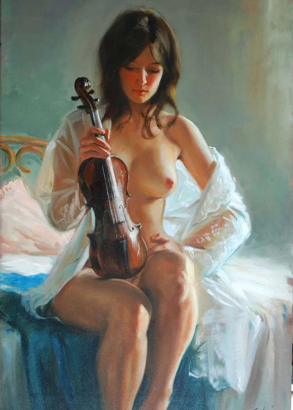 Gulyas Laszlo Girl with violin