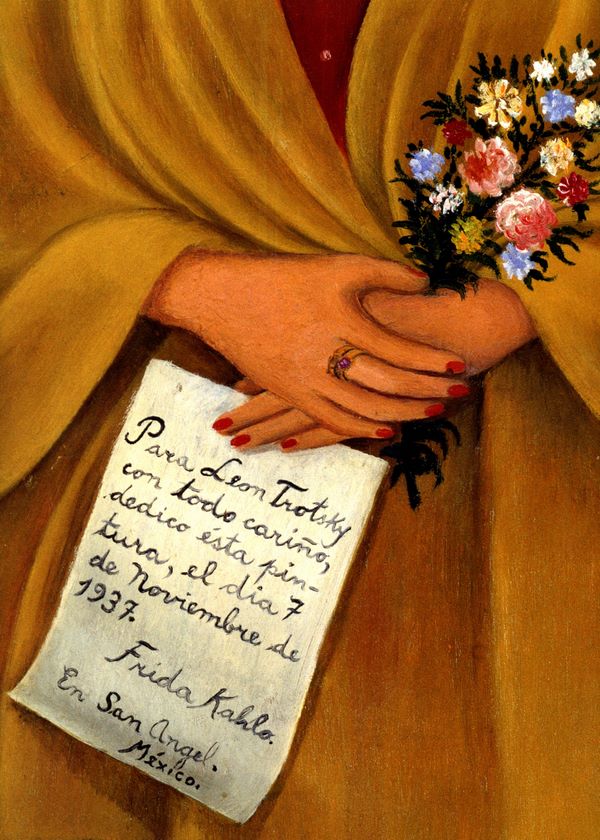 Frida Kahlo Self portrait dedicated to Leon Troski or Between the Curtains painting