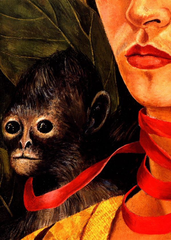 Frida Kahlo Self portrait with the monkey Detail the monkey painting