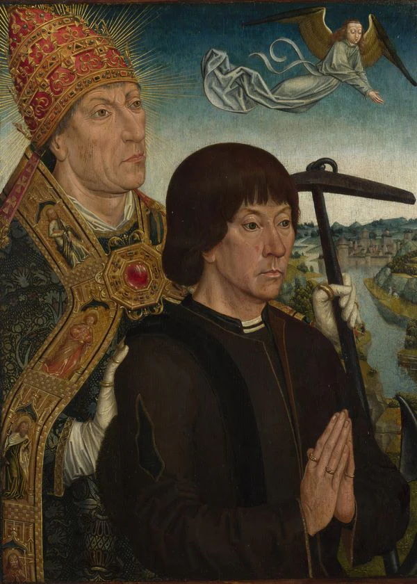 Simon Marmion Saint Clement and a Donor