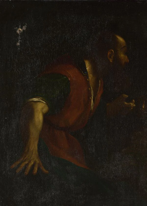 Guercino A Bearded Man holding a Lamp