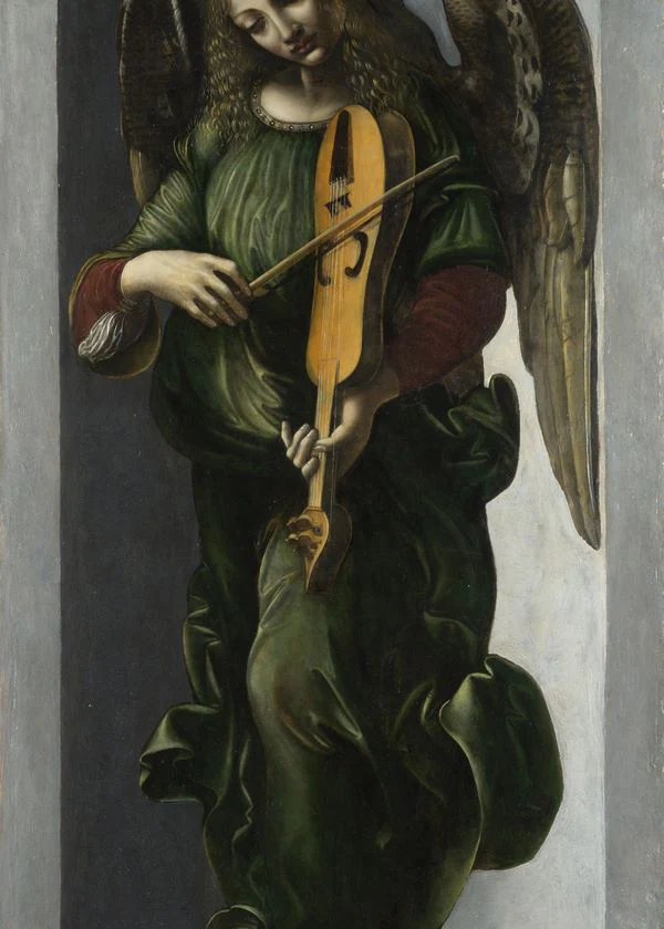 Leonardo Da Vinci An Angel In Green With A Vielle