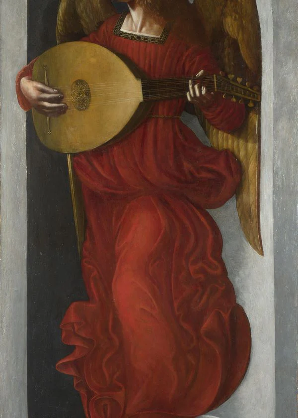 Leonardo Da Vinci An Angel In Red With A Lute painting