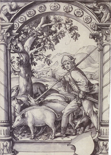 Hans Holbein The Younger Design For A Stained Glass Window With A Swineherd