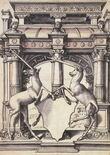 Hans Holbein The Younger Design For A Stained Glass Window With Two Unicorns