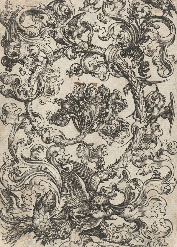 Martin Schongauer Ornament With Owl And Other Birds