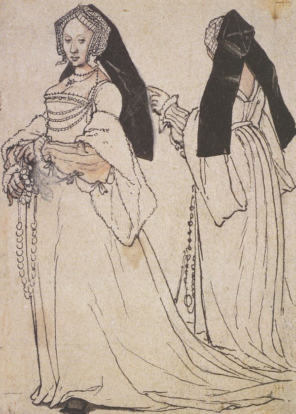 Hans Holbein The Younger Two Views Of A Lady Wearing An English Hood Costume Study