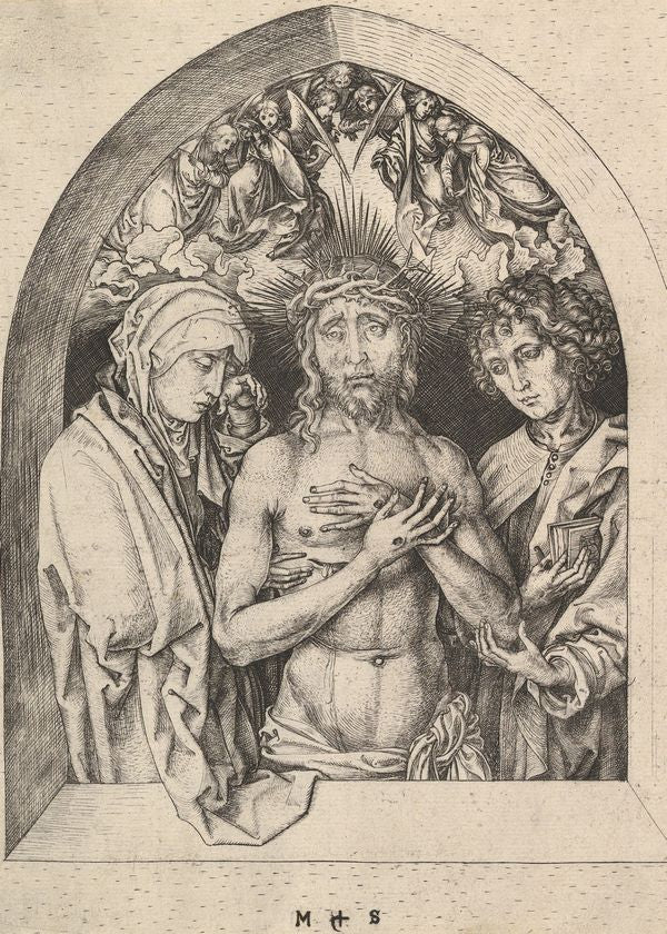 Martin Schongauer Suffering Christ Between The Virgin And St John The Evangelist